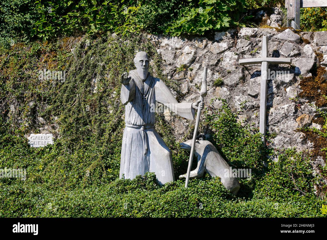 Gallus spring, Gallus fountain, stone statue of St. Gallus, karst ...
