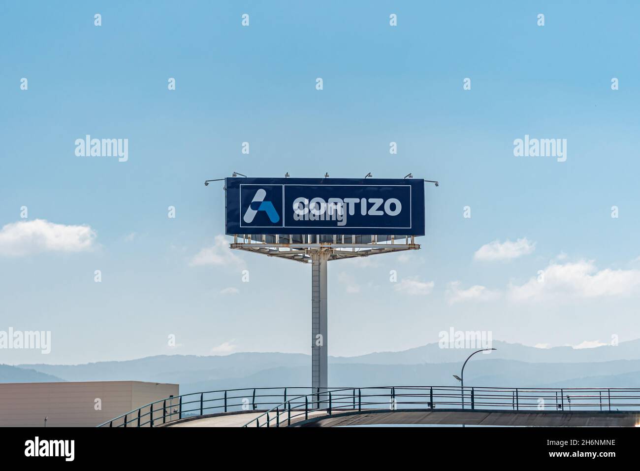 PADRON, SPAIN - Sep 09, 2021: The big billboard sign with "CORTIZO ...