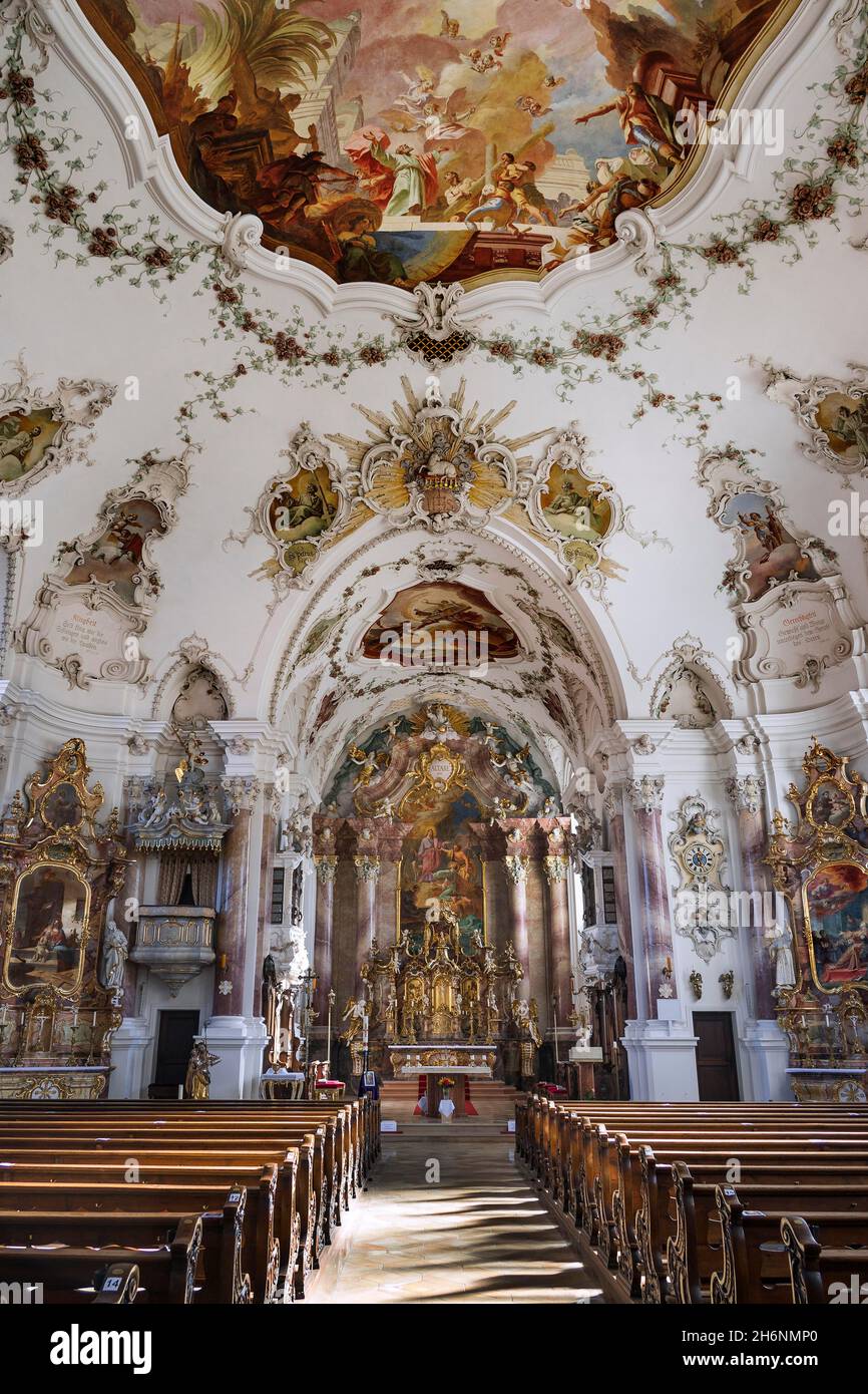 St. Andreas, Catholic parish church, Nesselwang, Allgaeu, Bavaria ...