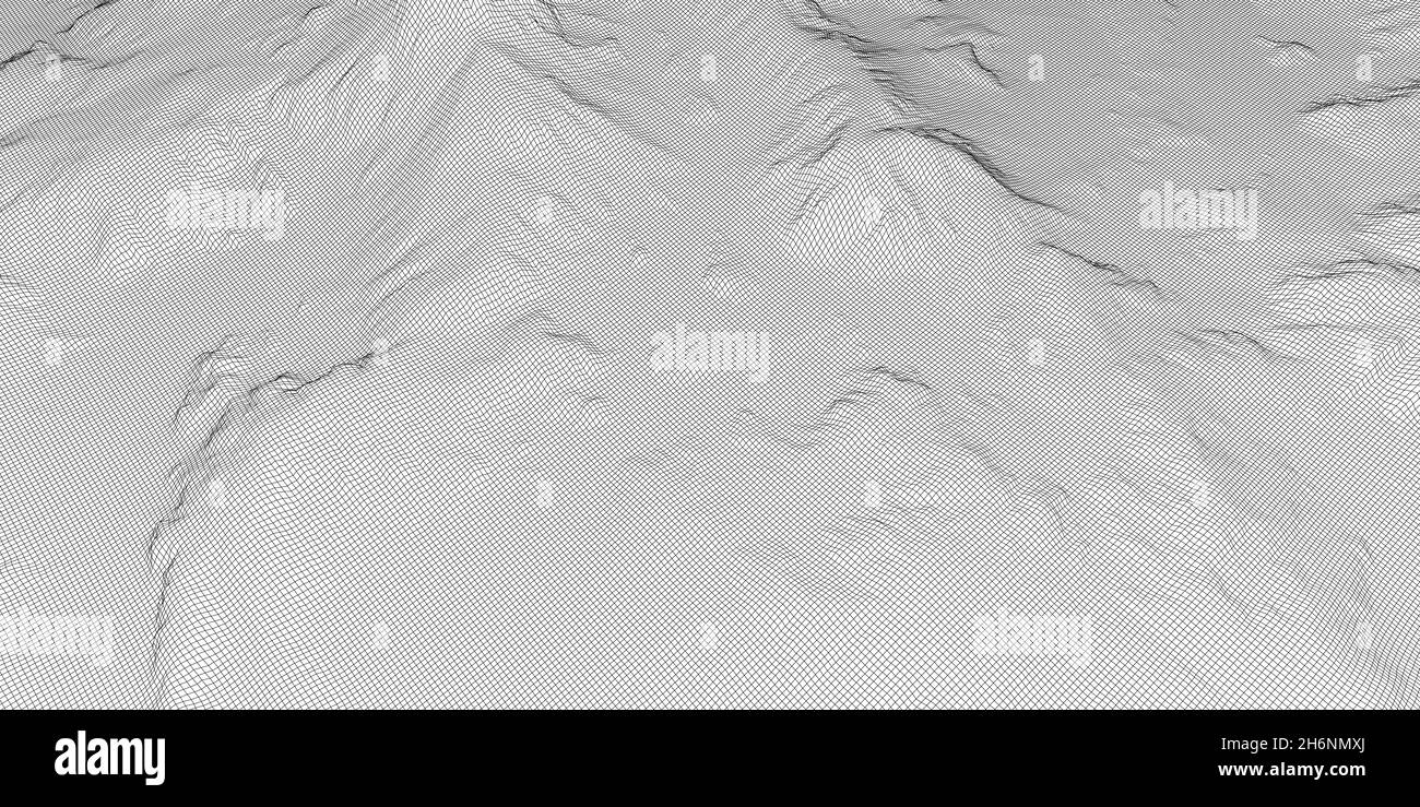 Abstract 3d wire-frame landscape. Blueprint style Stock Photo - Alamy