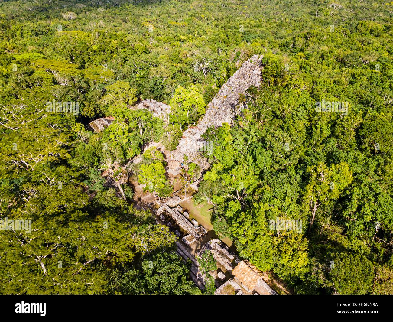 Aerial of the archeological Maya site Coba, Quintana Roo, Mexico Stock ...