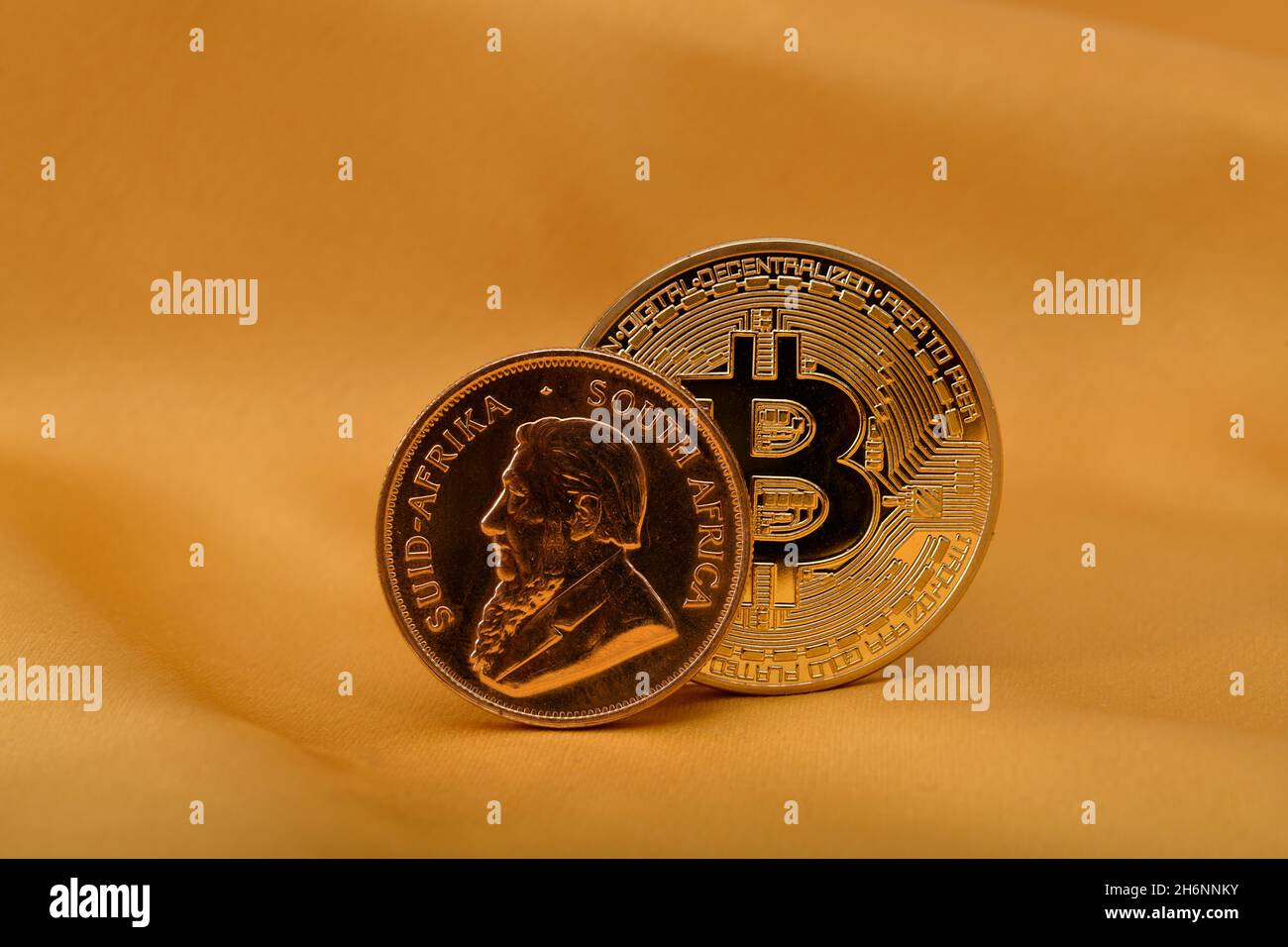 Physical gold coin 1 oz gold Krugerrand obverse Paul Kruger and ...