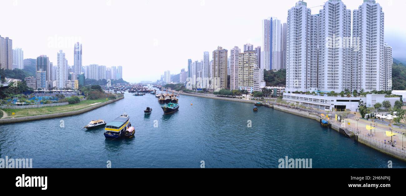 Skyscrapers, tower blocks at a channel in Hong Kong, China Skyscraper ...