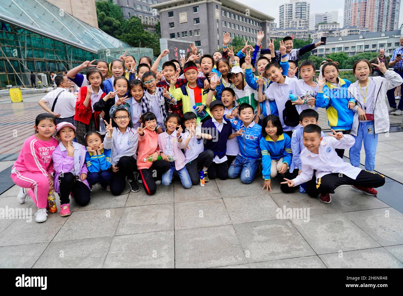School class in the centre of Chonqqing, the teachers allowed the photo ...