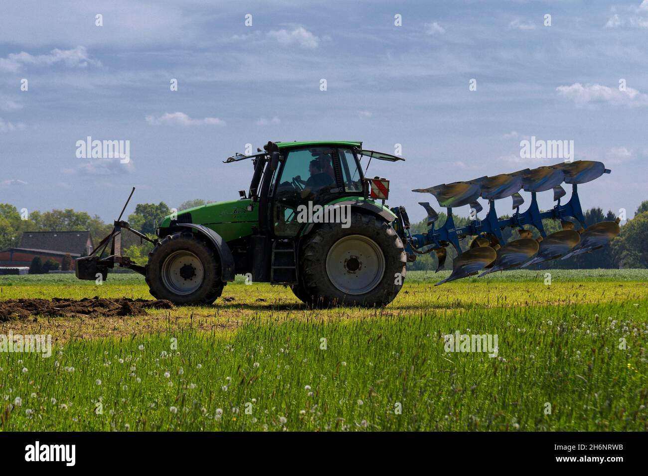 Tractor at pasting, Krefeld, North Rhine-Westphalia, tractor, tractor ...