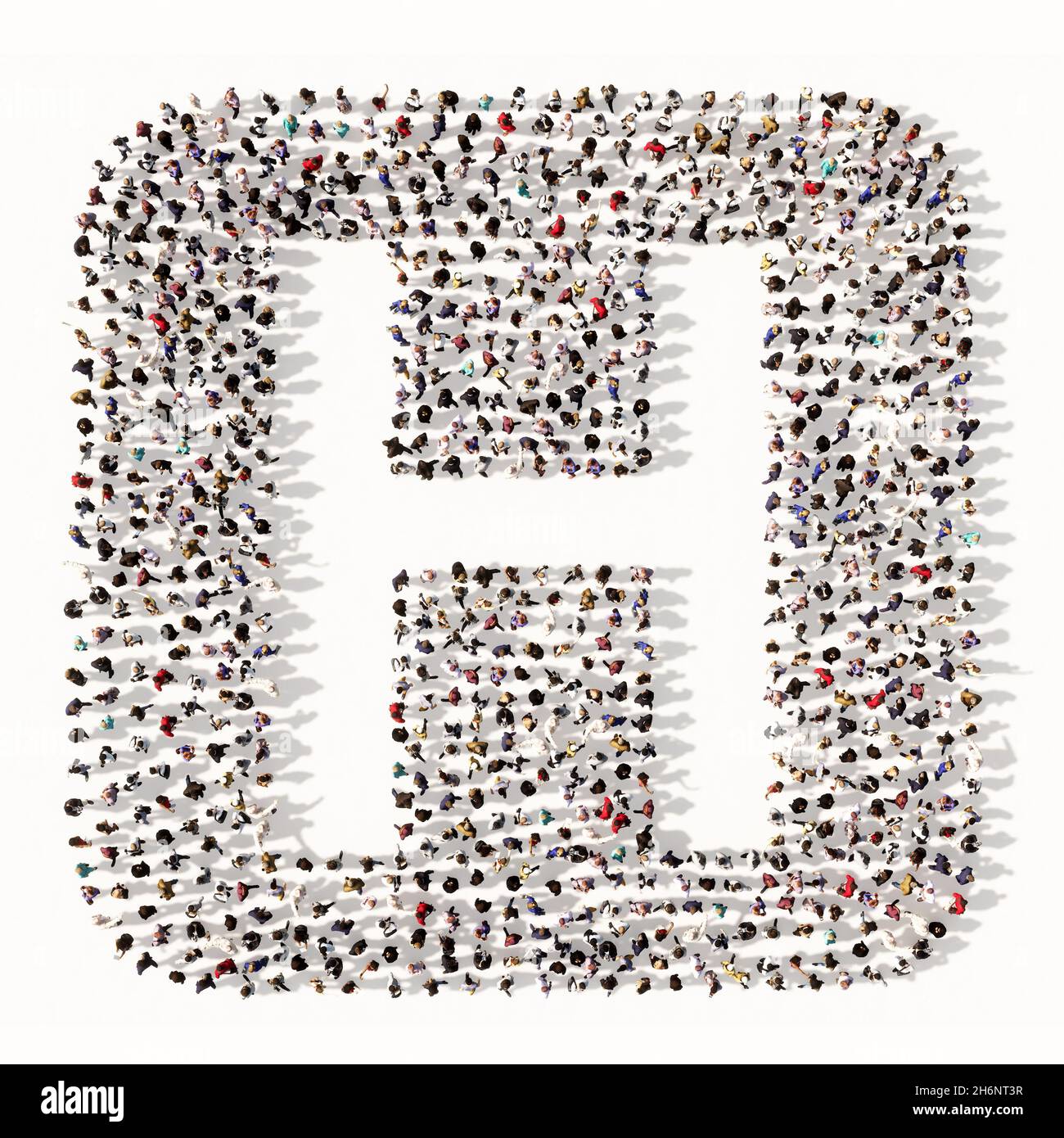 Concept conceptual large community of people forming the hospital sign ...