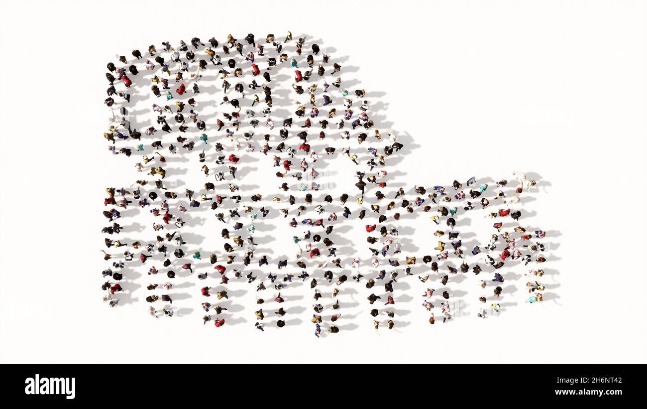 Concept conceptual large community of people forming the colloseum icon ...