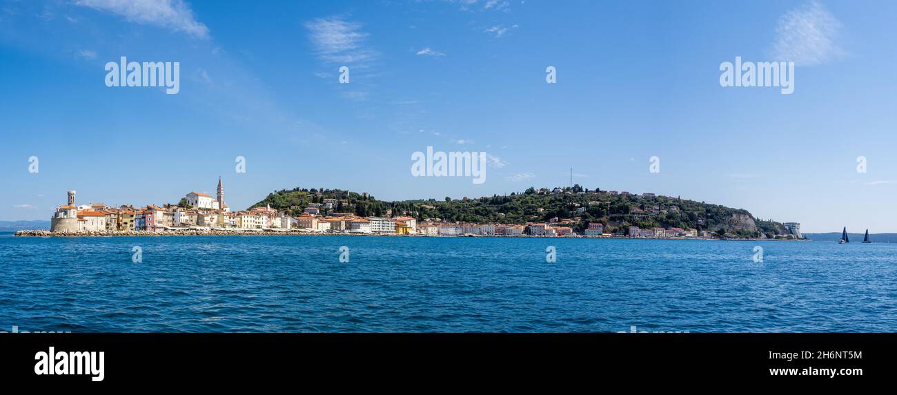 View of Piran from the sea, Adriatic coast, Piran, Istria, Slovenia ...