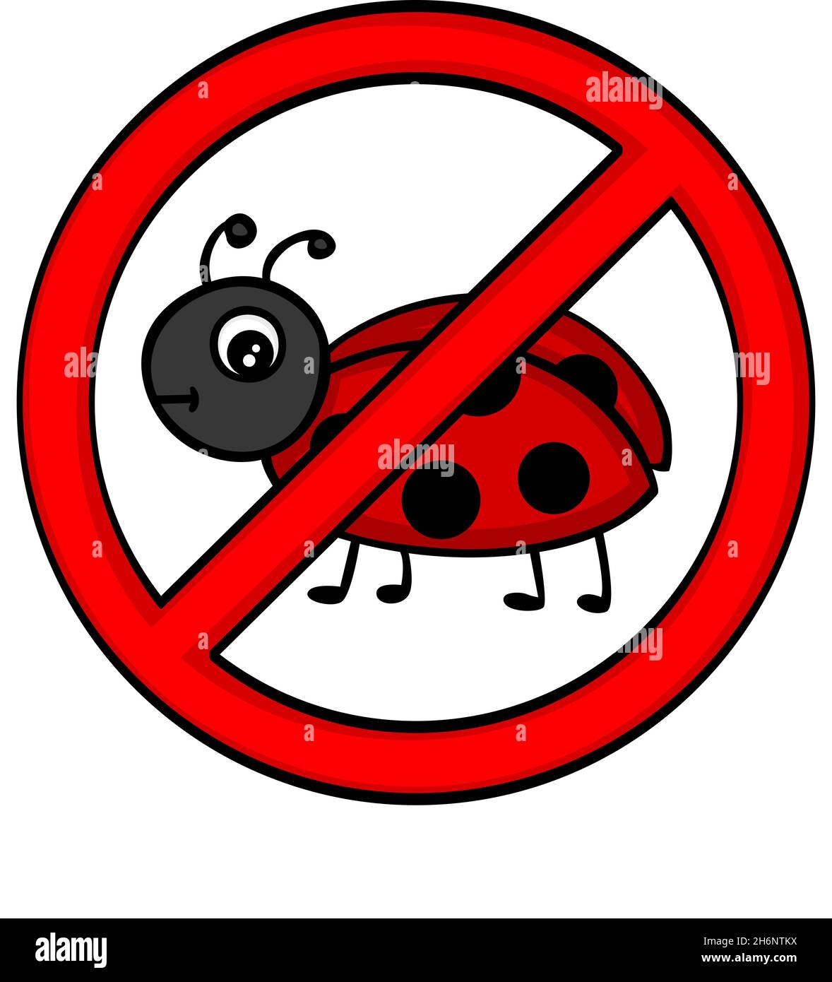 Sign prohibited of ladybug banned Stock Photo - Alamy
