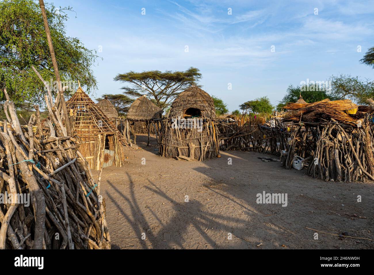 Traditional build huts of the Toposa tribe, Eastern Equatoria, South ...