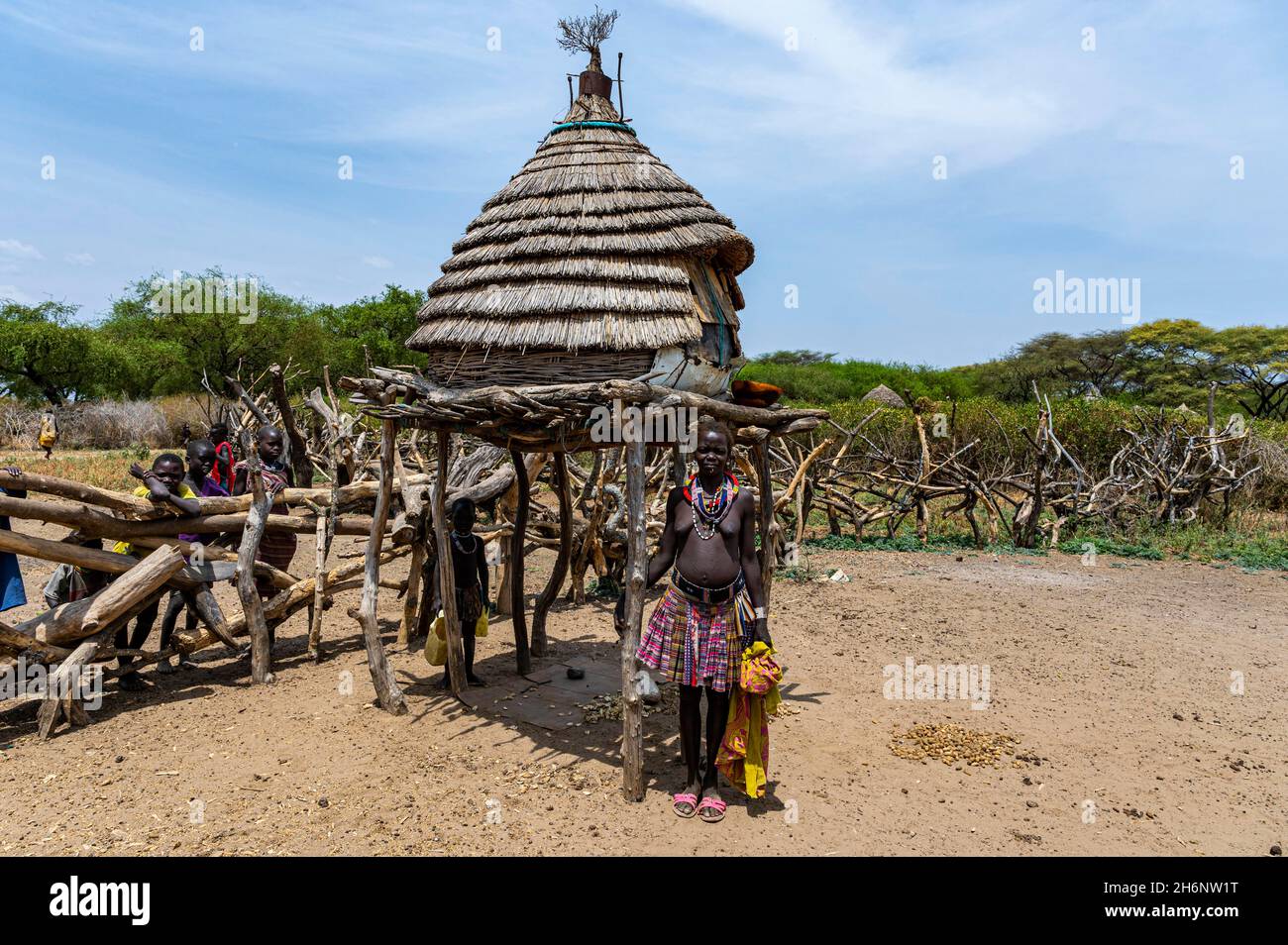 Traditional build hut of the Toposa tribe, Eastern Equatoria, South ...