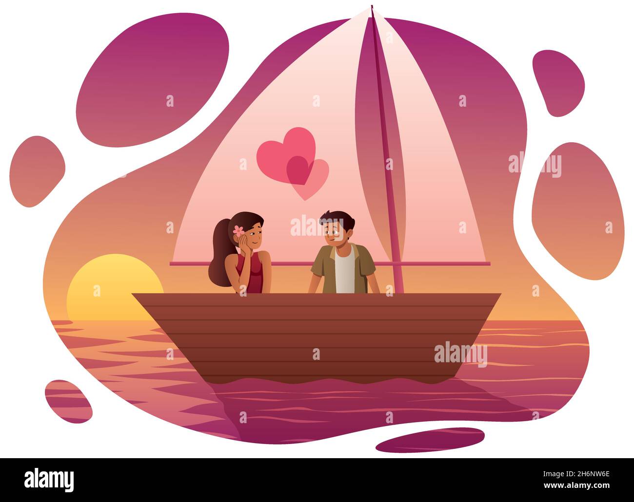 Couple on boat cruise Stock Vector Images - Alamy