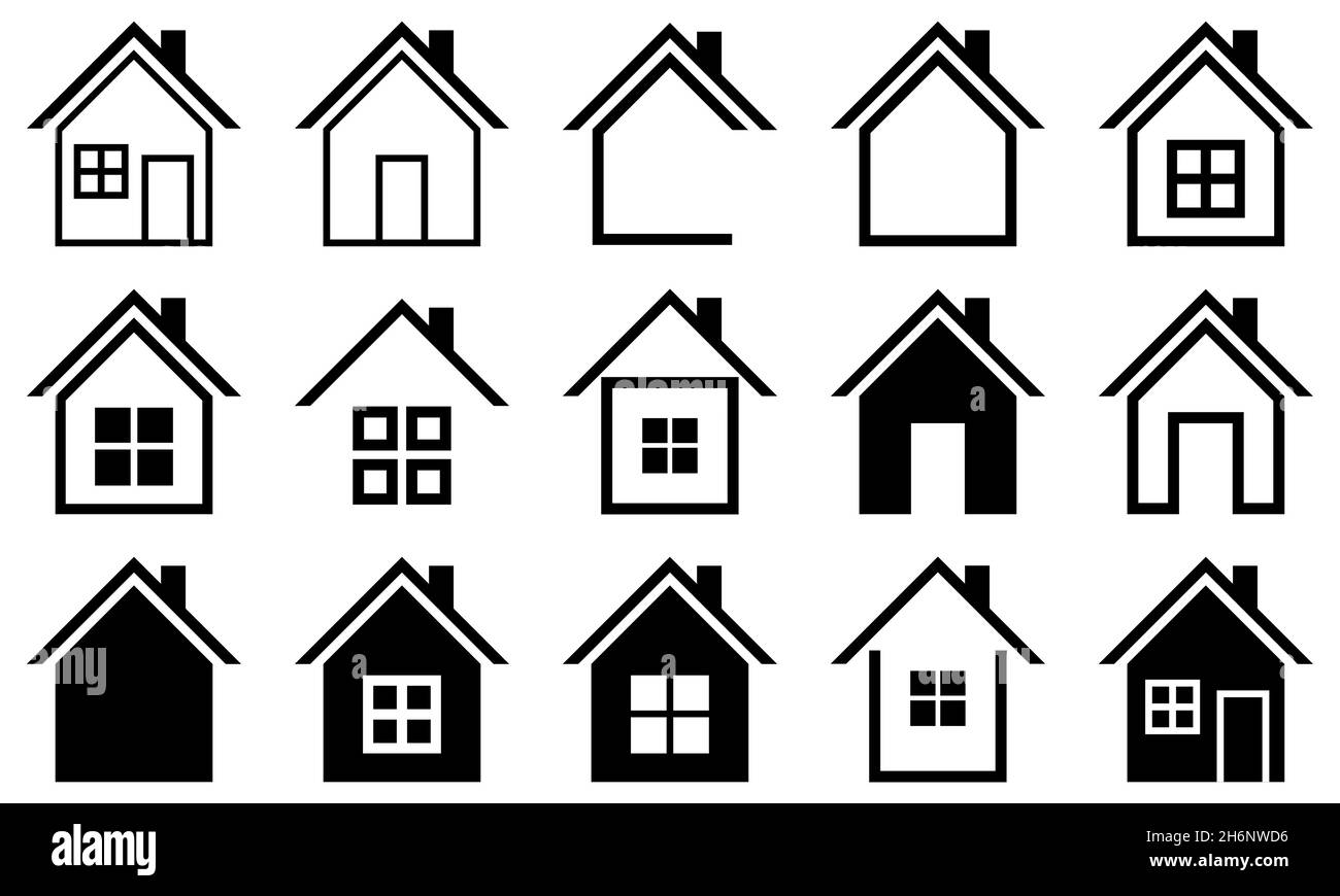 Houses vector icons set logo symbols isolated on a white background ...