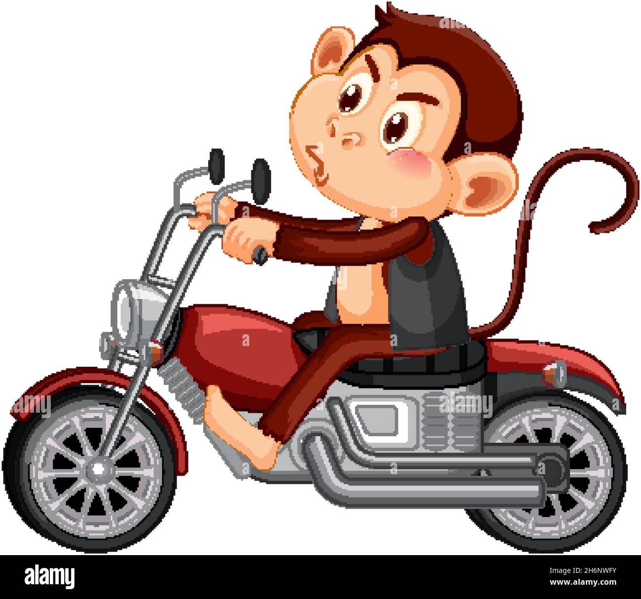 Monkey rides motorcycle cartoon character illustration Stock Vector ...