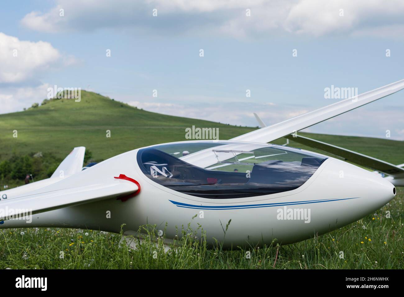 Glider at the Doernberg, Hoher Doernberg, Habichtswald nature park Park ...