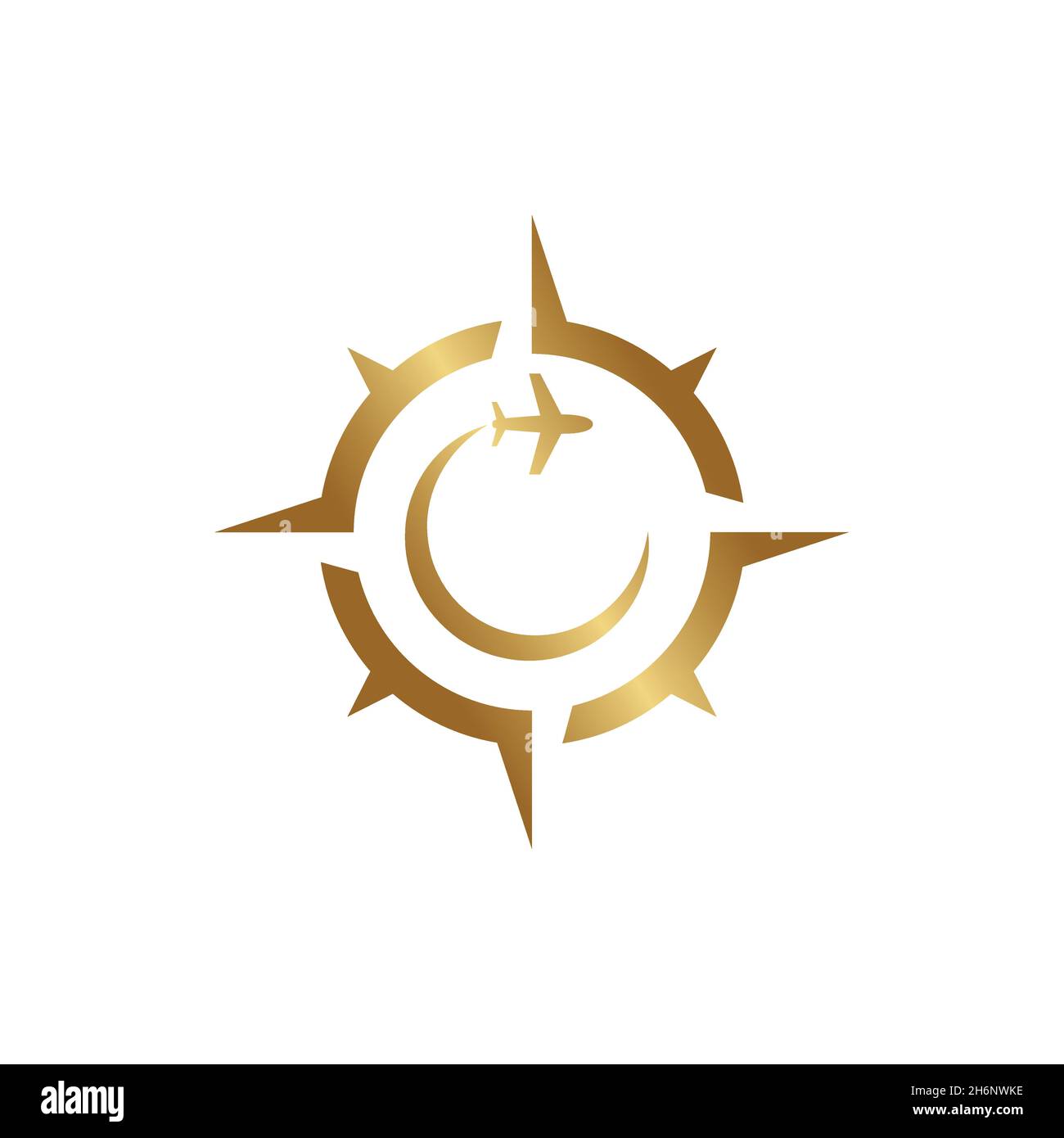 vector design. logo created from combinations compass with plane around ...