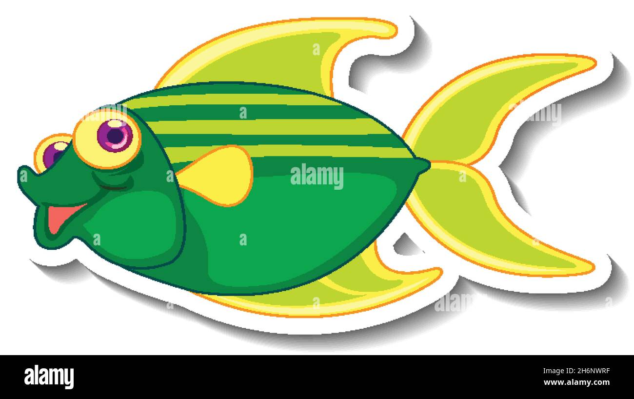 Cute fish sea animal cartoon sticker illustration Stock Vector Image ...