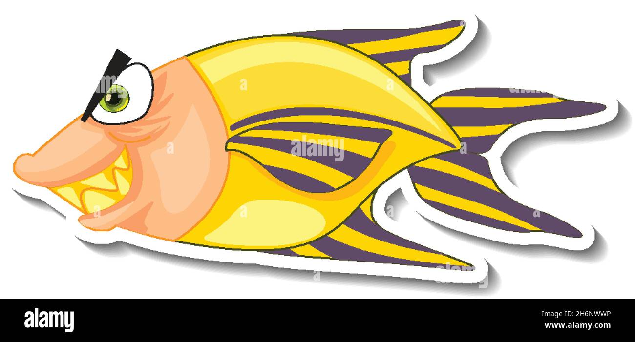 Cute fish sea animal cartoon sticker illustration Stock Vector Image ...