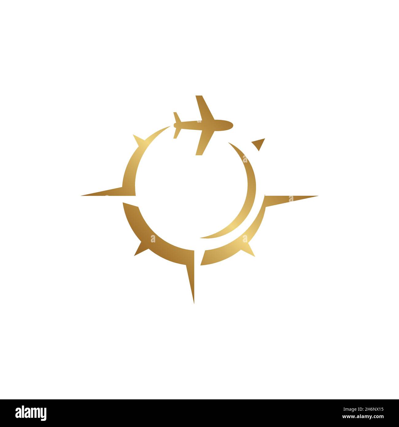 vector design. logo created from combination plane around a compass ...