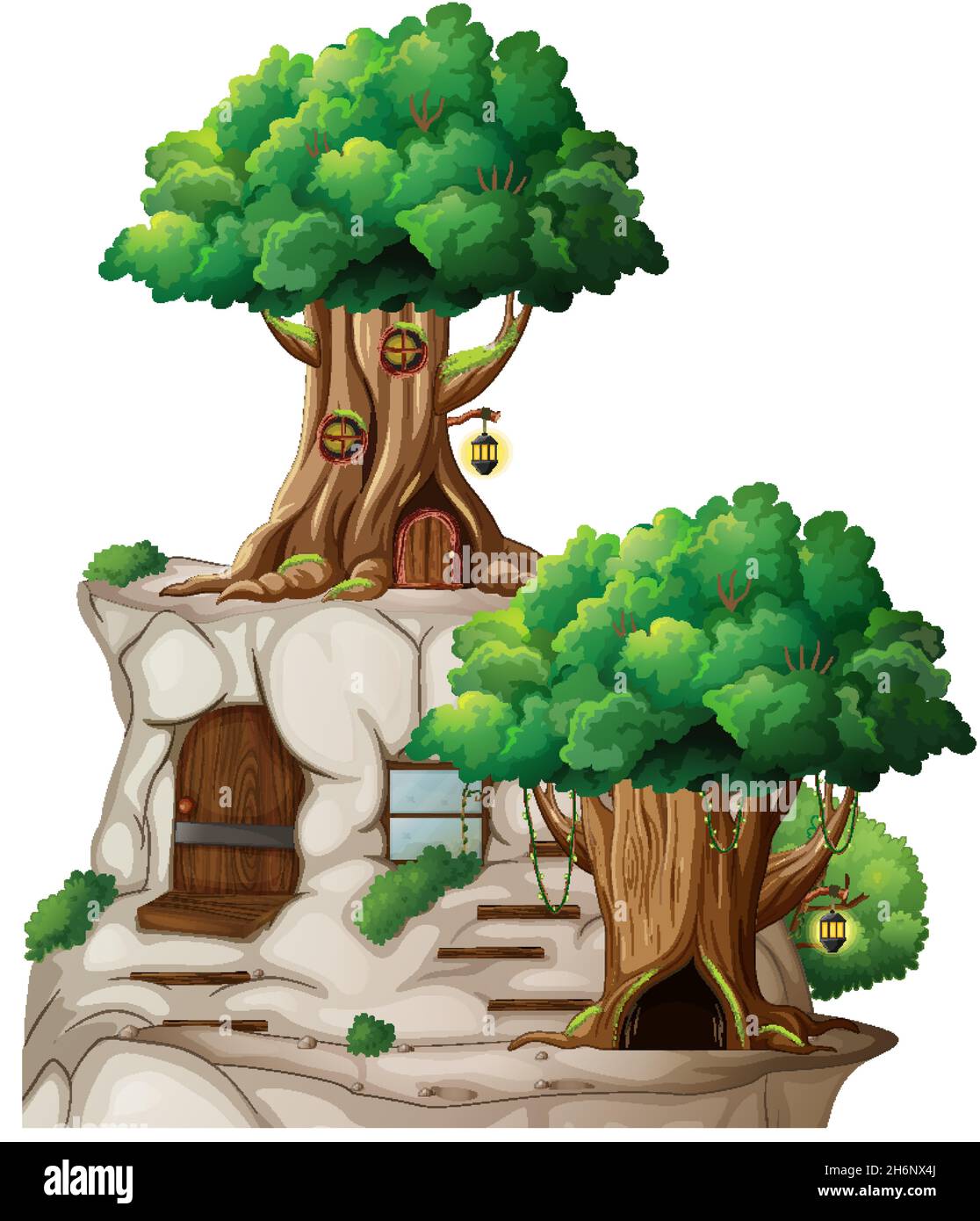 Isolated fantasy tree on cliff illustration Stock Vector Image & Art ...