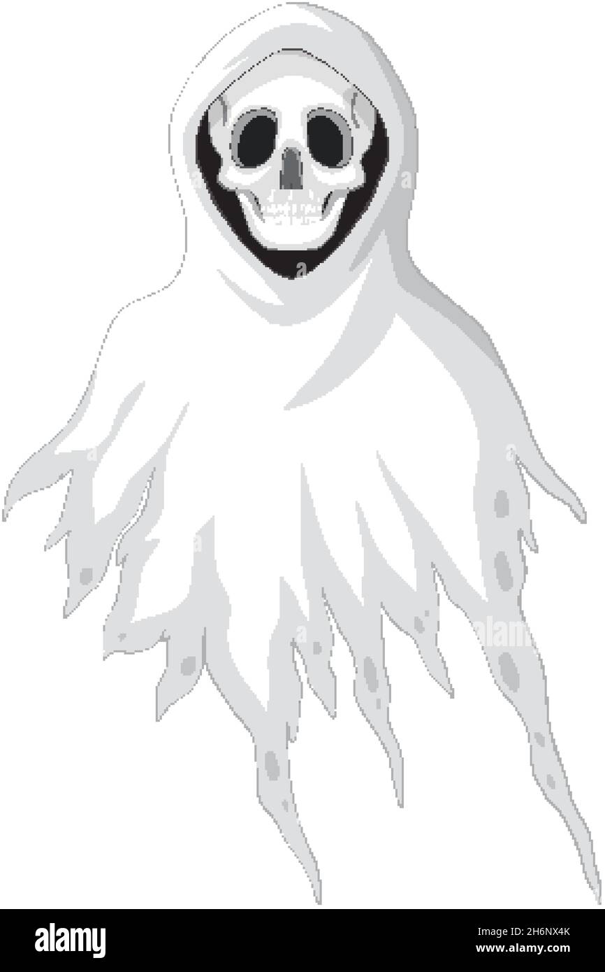 White scary ghost isolated illustration Stock Vector Image & Art - Alamy