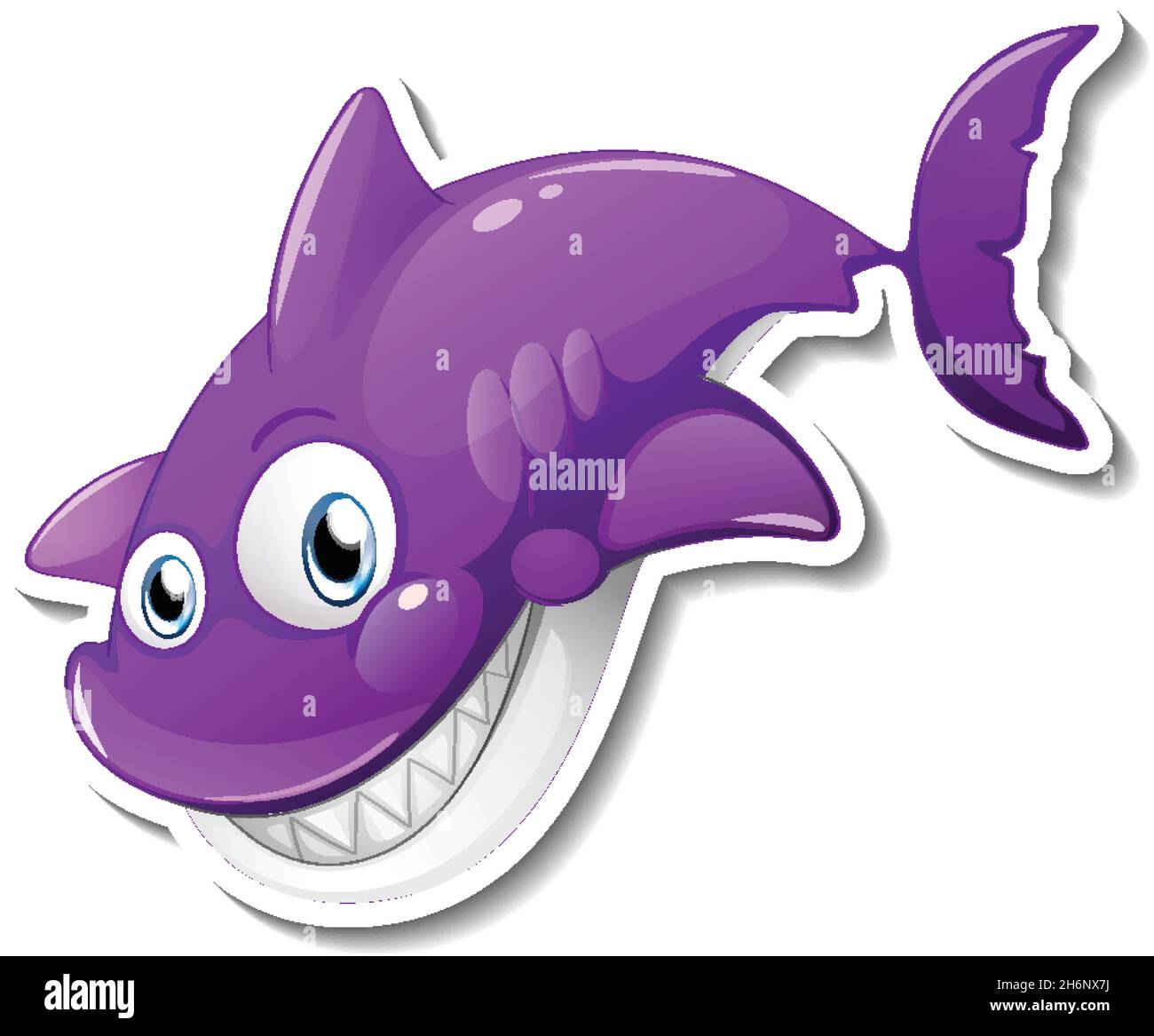 Smiling shark cartoon sticker illustration Stock Vector Image & Art - Alamy