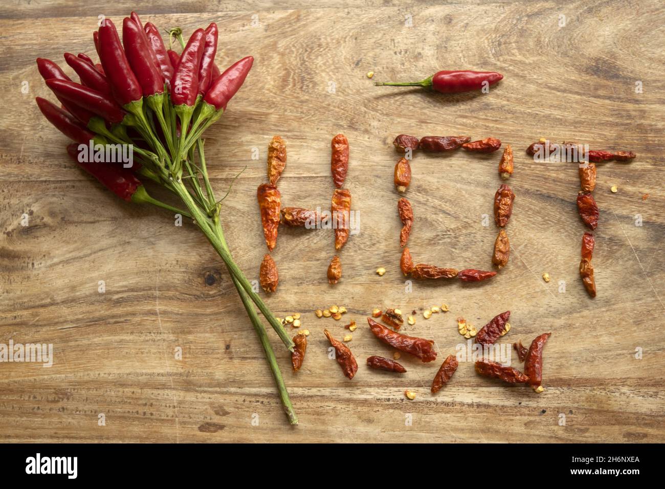 the word hot made with hot chillies Stock Photo - Alamy