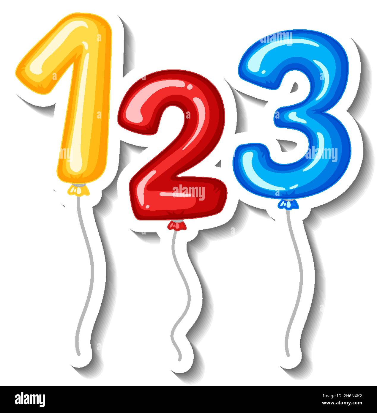 Sticker template with many number balloons illustration Stock Vector ...