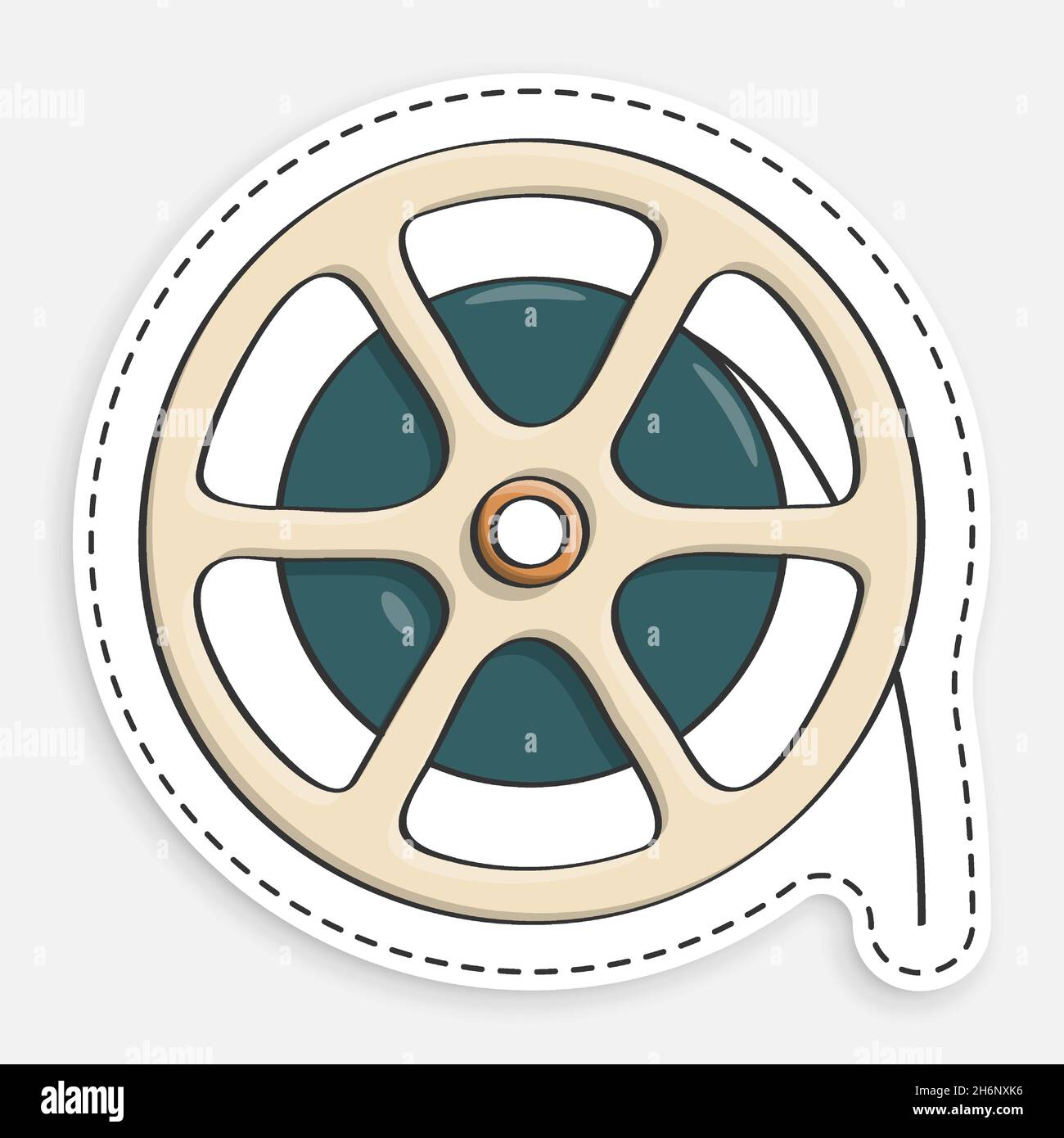 cartoon icon of doodle Reel with old 35 mm photo film. World cinema day ...