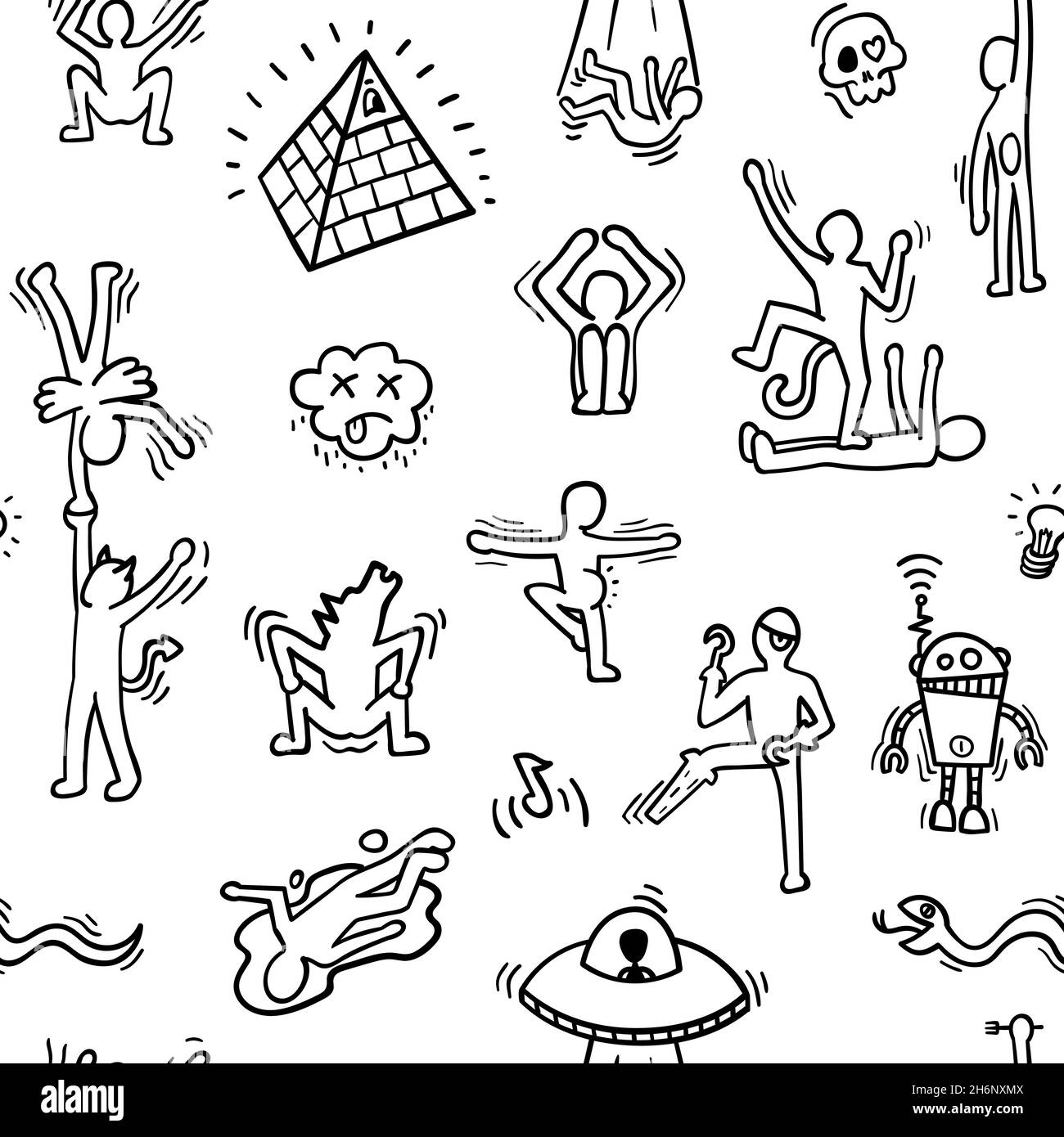 Crazy Cartoon Pattern Stock Vector Image & Art - Alamy