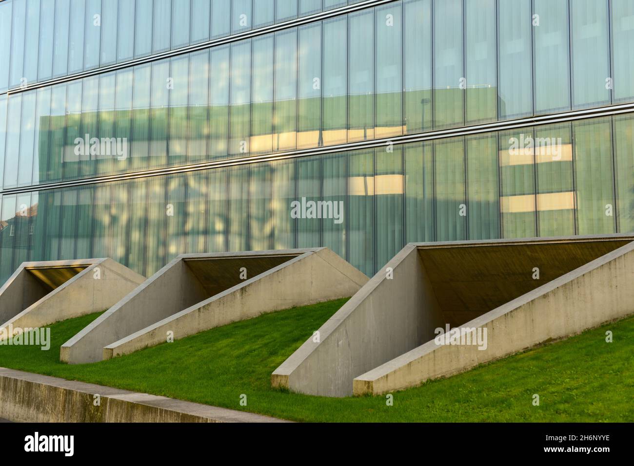 Solar panels of a modern building for renewable energy at Basel on ...