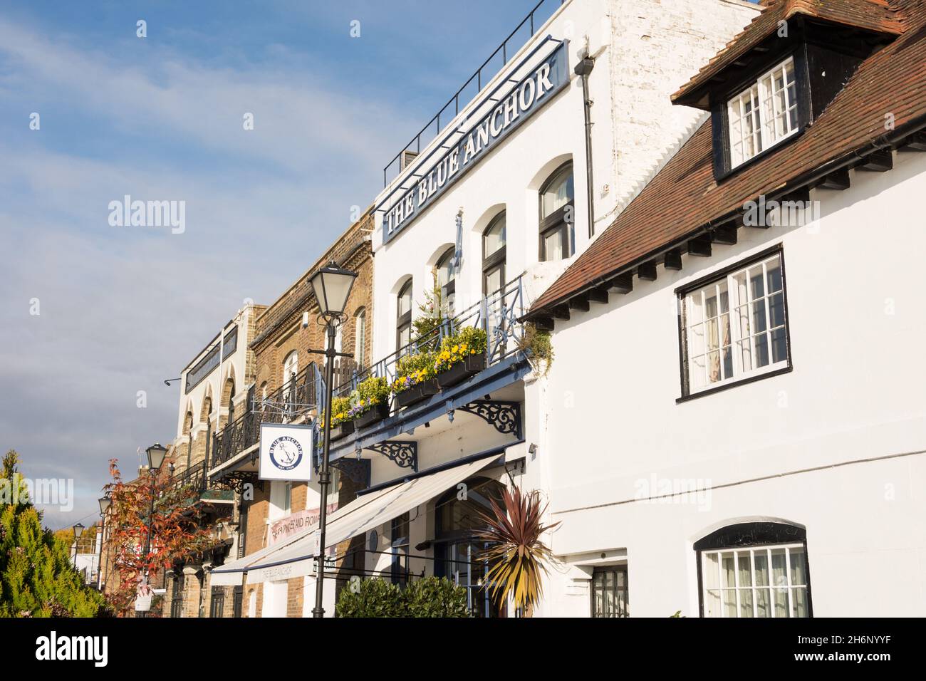The exterior of the Blue Anchor pub on the Lower Mall, Hammersmith ...