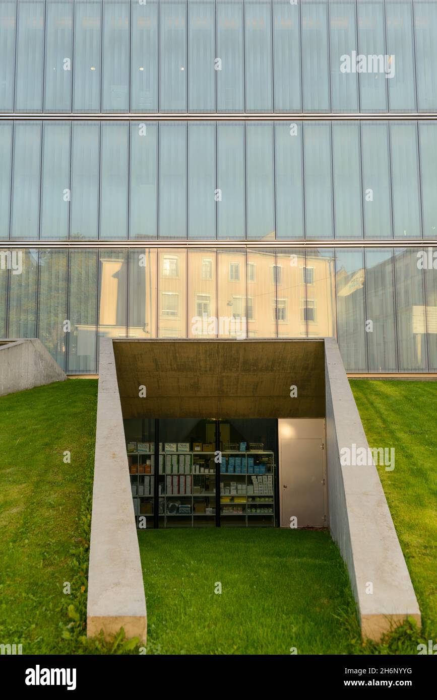 Solar panels of a modern building for renewable energy at Basel on ...