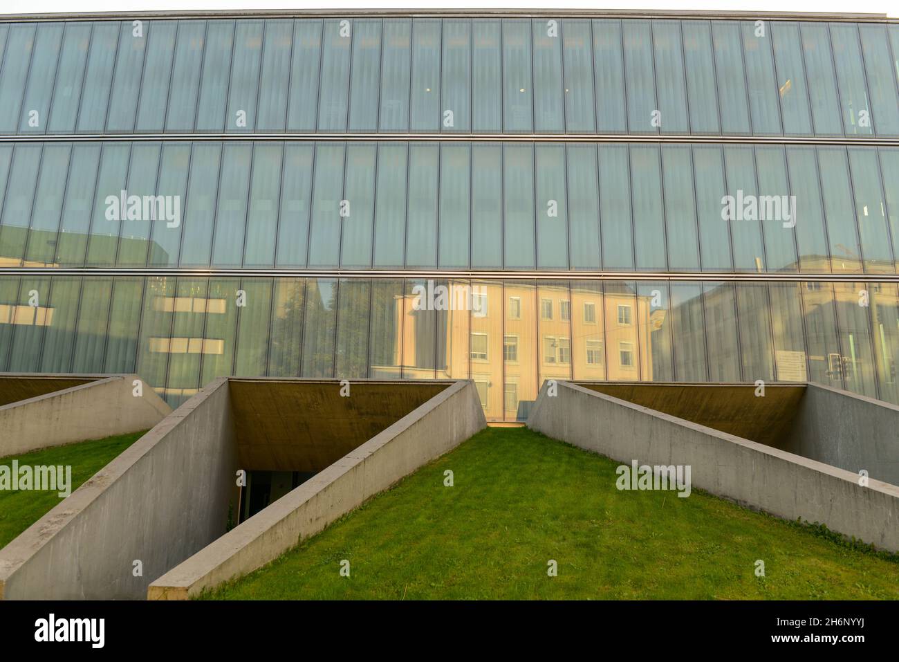 Solar panels of a modern building for renewable energy at Basel on ...