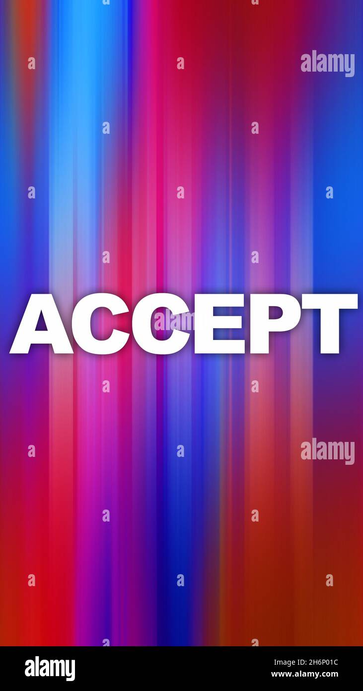Accept word on abstract fast motion colorful background. Agreement ...