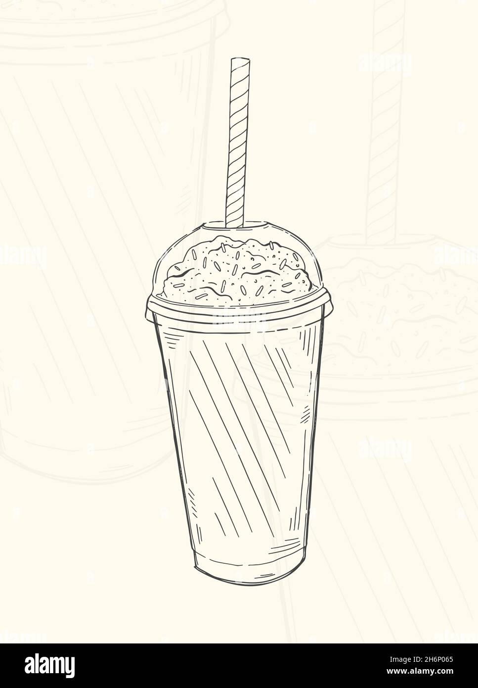 Illustration plastic cup sketch.Hand drawn element design menu ...