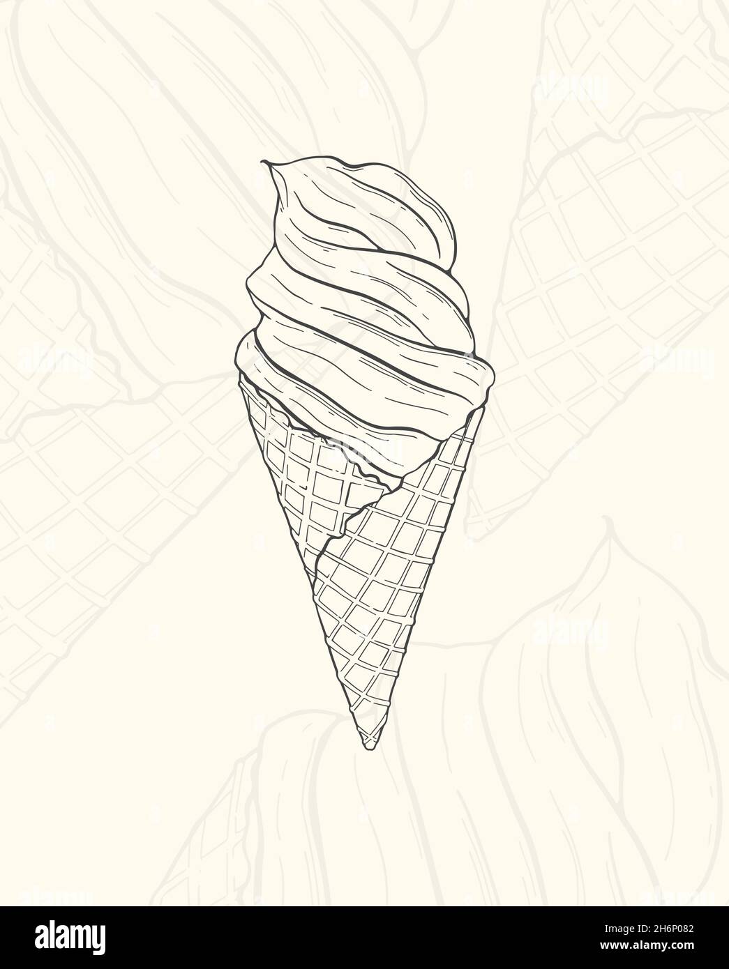 Illustration ice-cream sketch food.Hand drawn element design menu ...