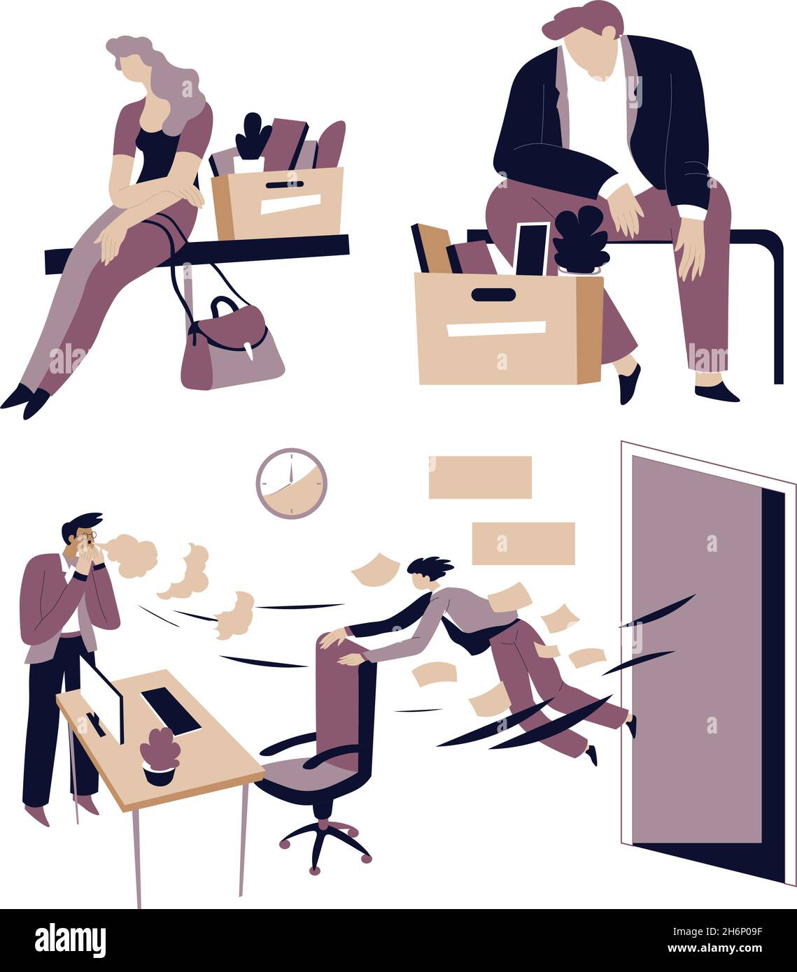 Woman office unhappy male boss Stock Vector Images - Alamy