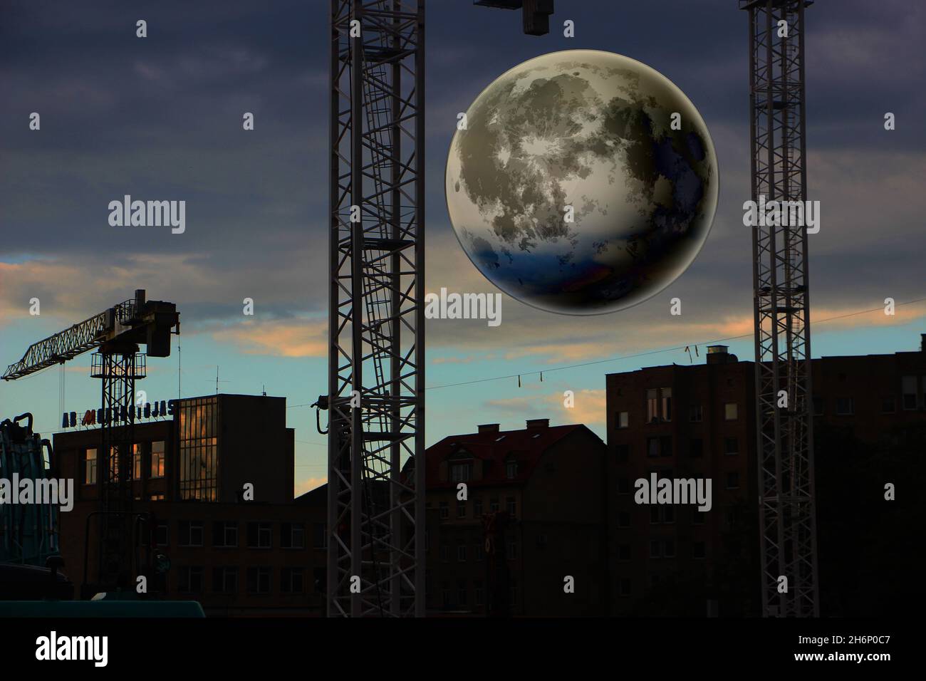 Fantastic night landscape big moon hi-res stock photography and images ...