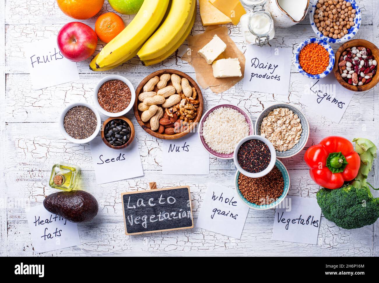 Lacto vegetarian diet concept. Healthy food Stock Photo - Alamy