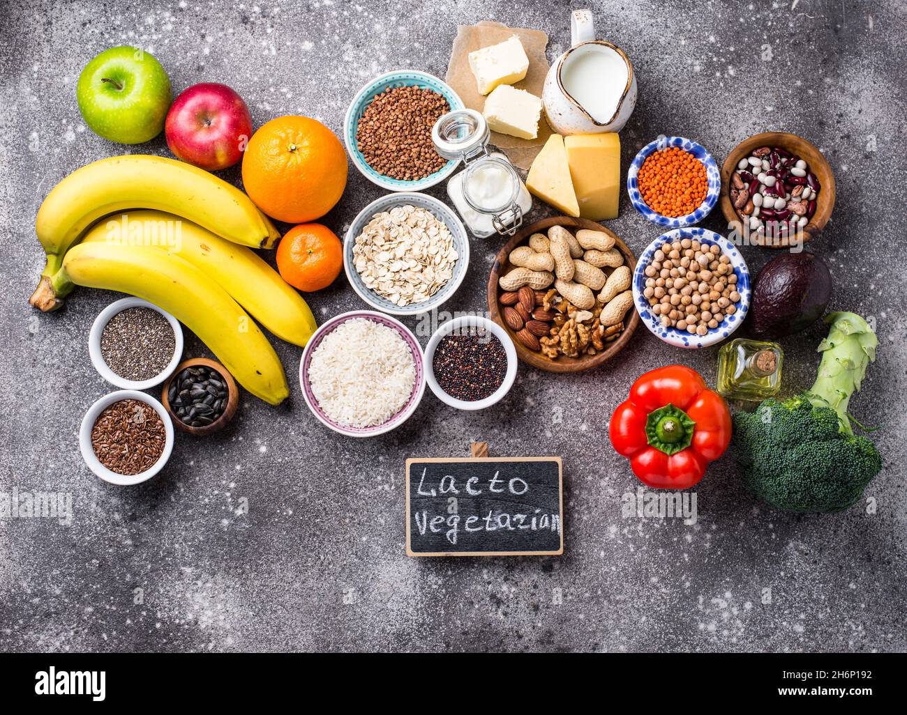 Lacto vegetarian diet concept. Healthy food Stock Photo - Alamy