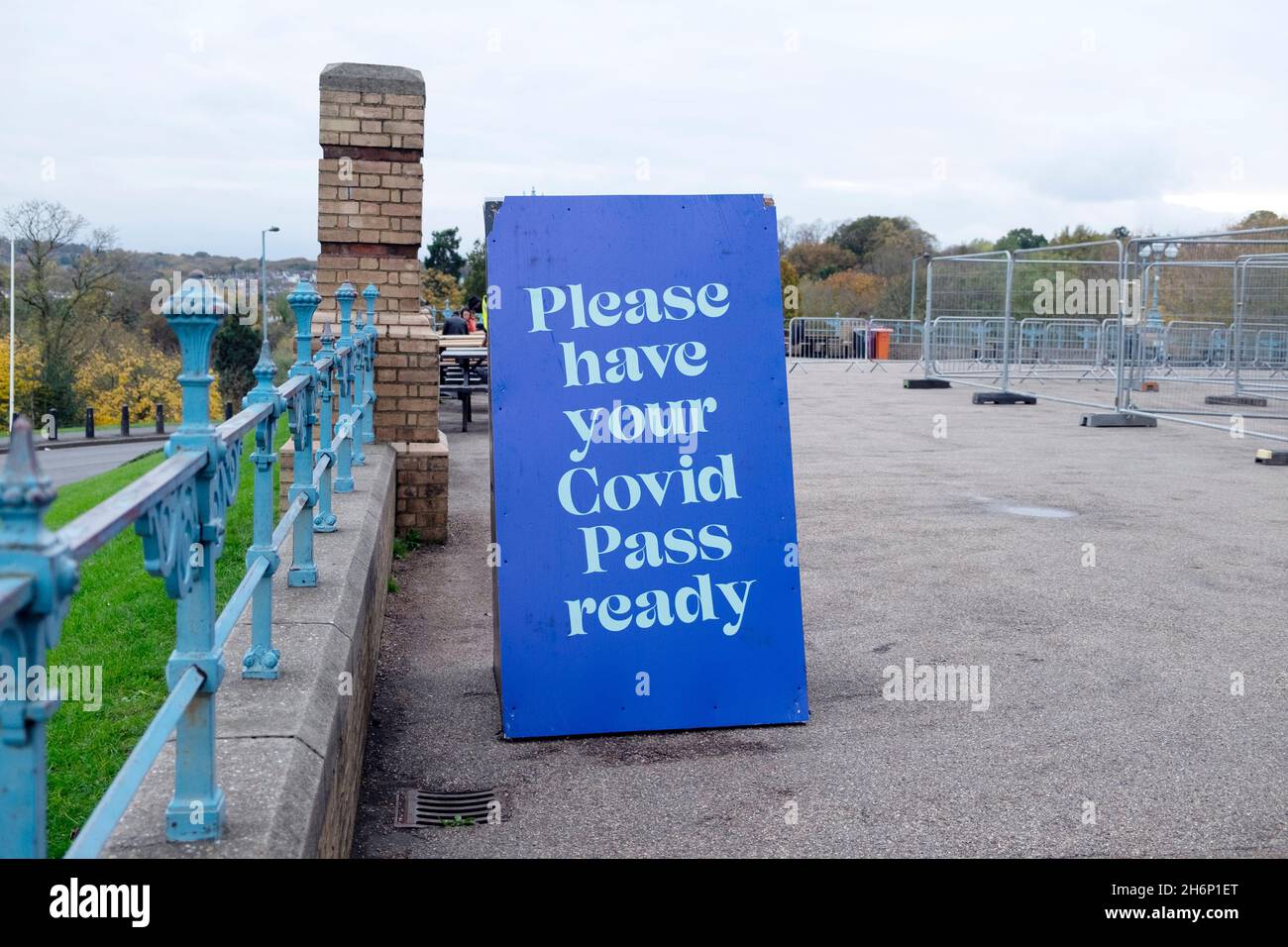 "Please have your Covid id Pass ready" sign at Alexandra Palace in ...
