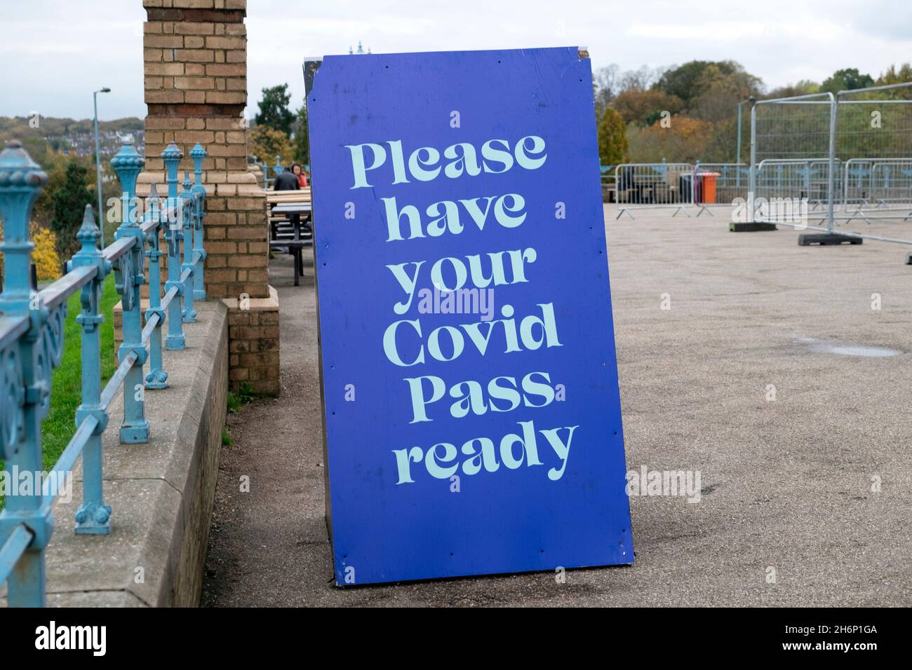 "Please have your Covid id Pass ready" sign at Alexandra Palace in ...