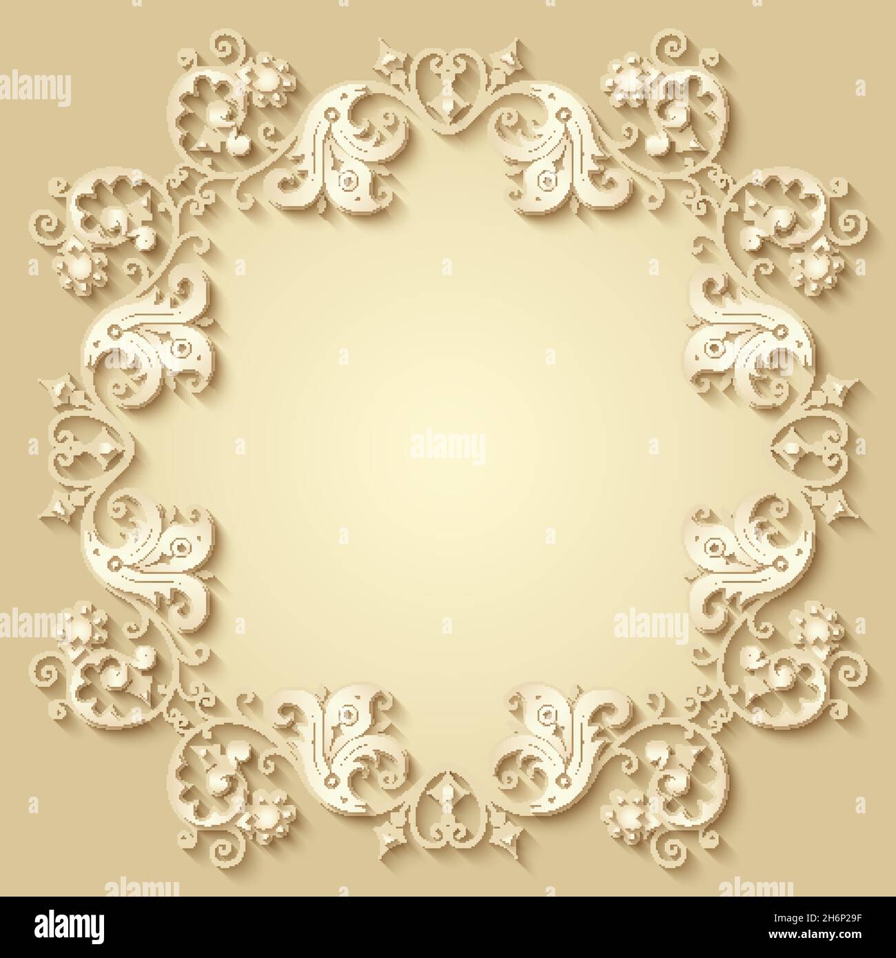 Vector abstract ornamental nature vintage frame. Modern monochrome ...