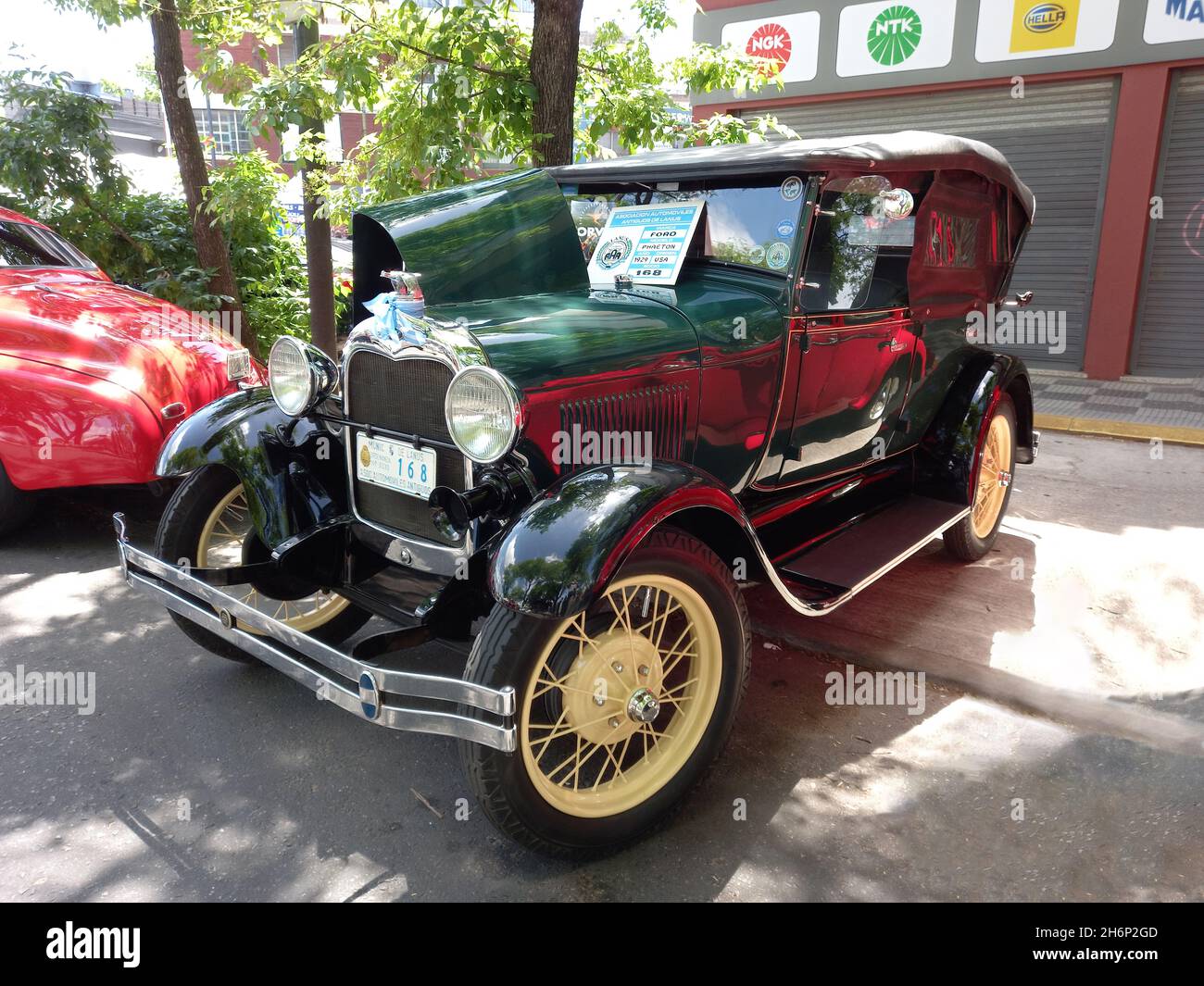 BUENOS AIRES, ARGENTINA - Nov 08, 2021: vintage green Ford Model A ...
