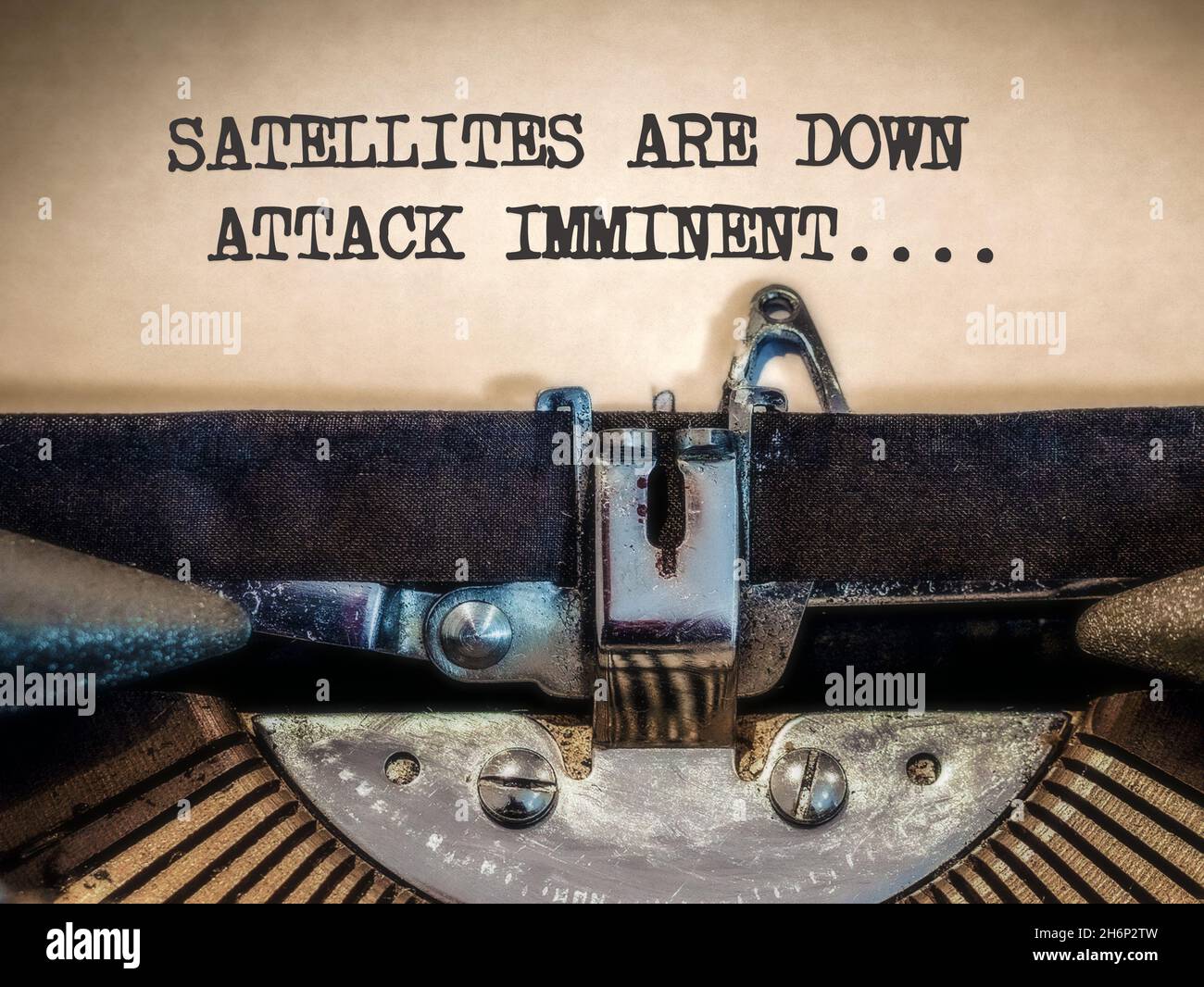 Satellites are down attack imminent, displayed on an old vintage ...