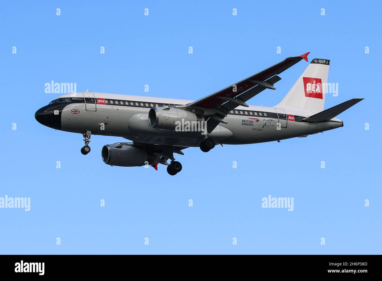An Airbus A319 flying for British Airways, wearing a special livery ...