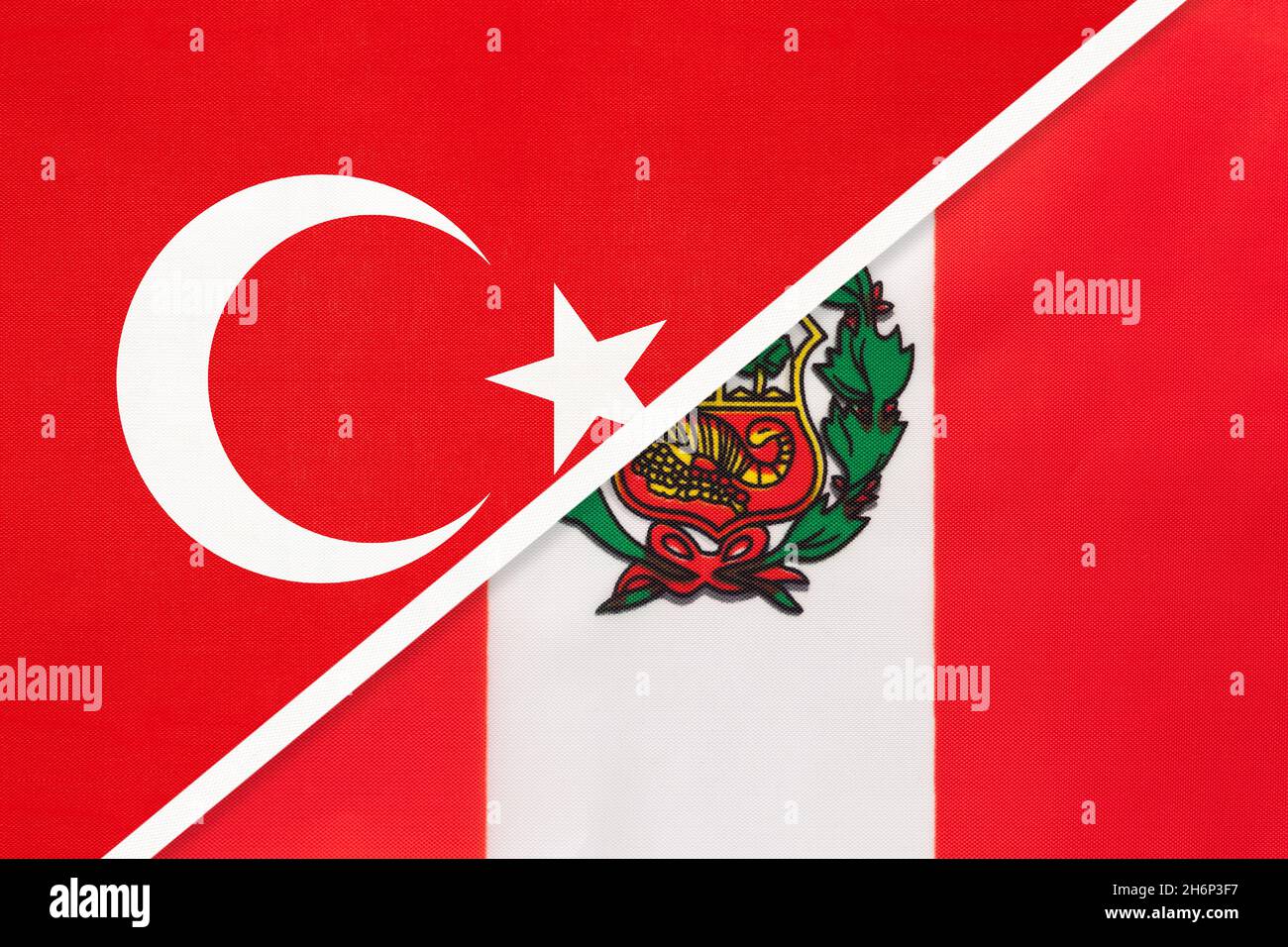 Turkey and Peru, symbol of country. Turkish vs Peruvian national flags ...