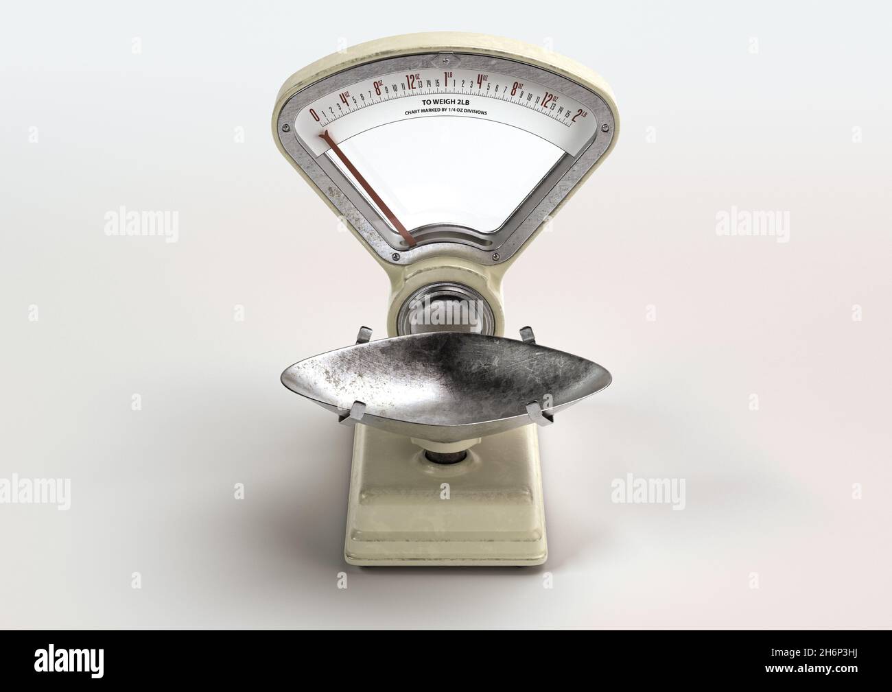 A vintage grocery shop food scale from the 60's on an isolated white ...