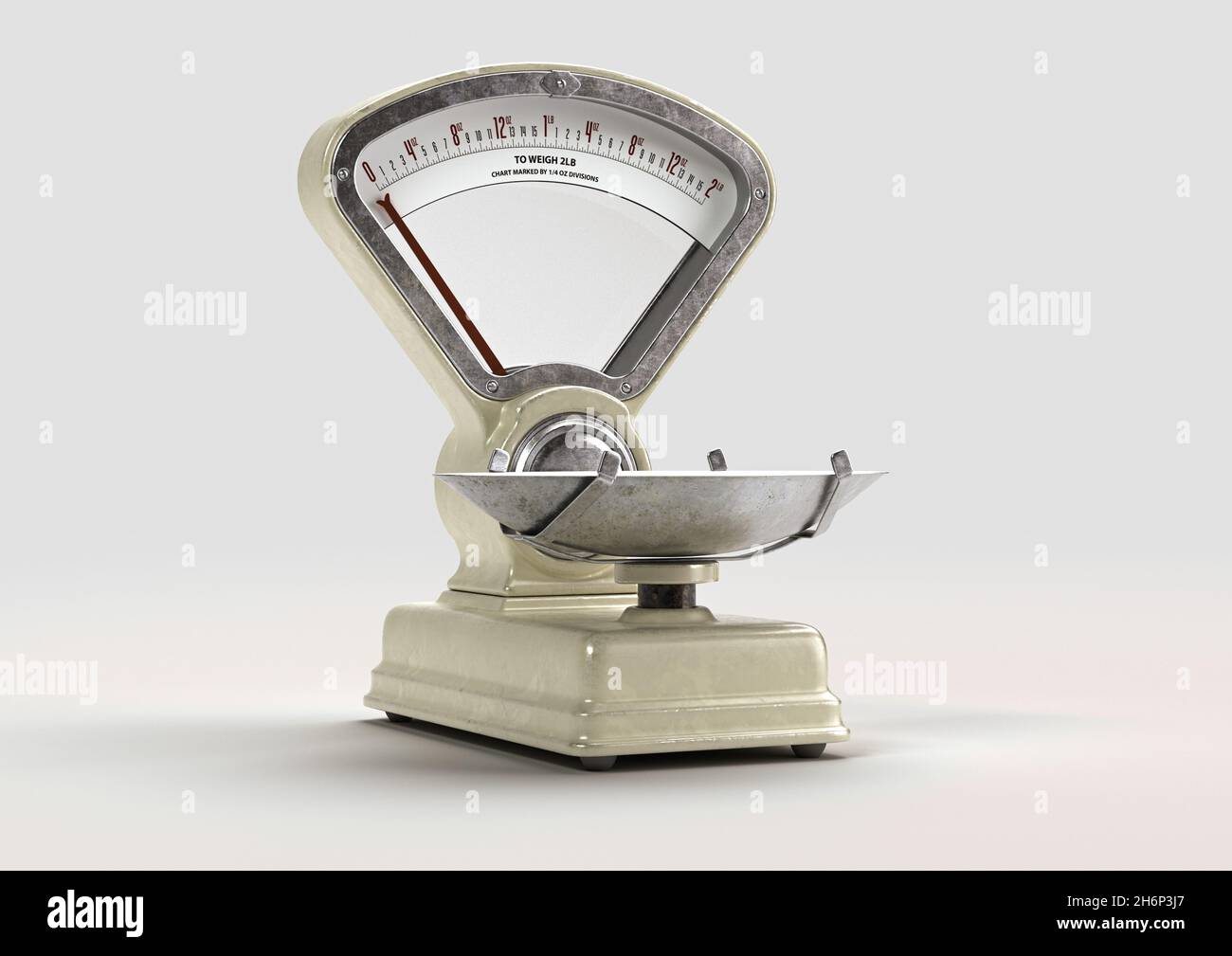 A vintage grocery shop food scale from the 60's on an isolated white ...